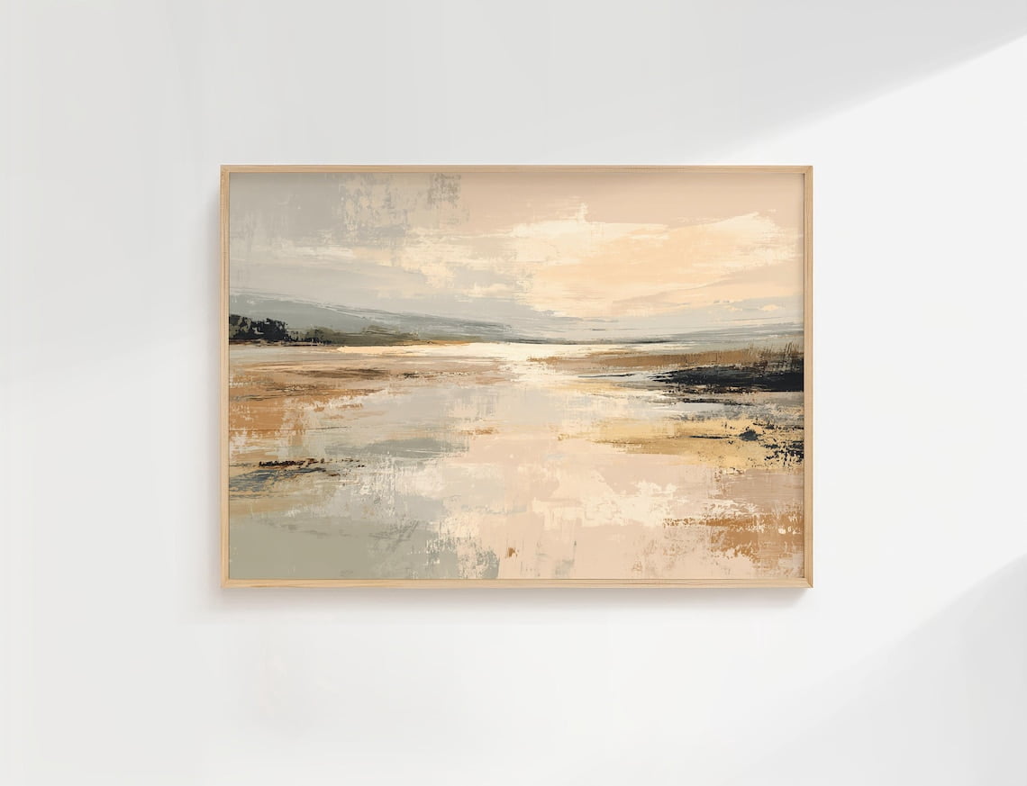 Abstract Beach Coastal Decor Large Neutral Art Version Four, Unframed ...