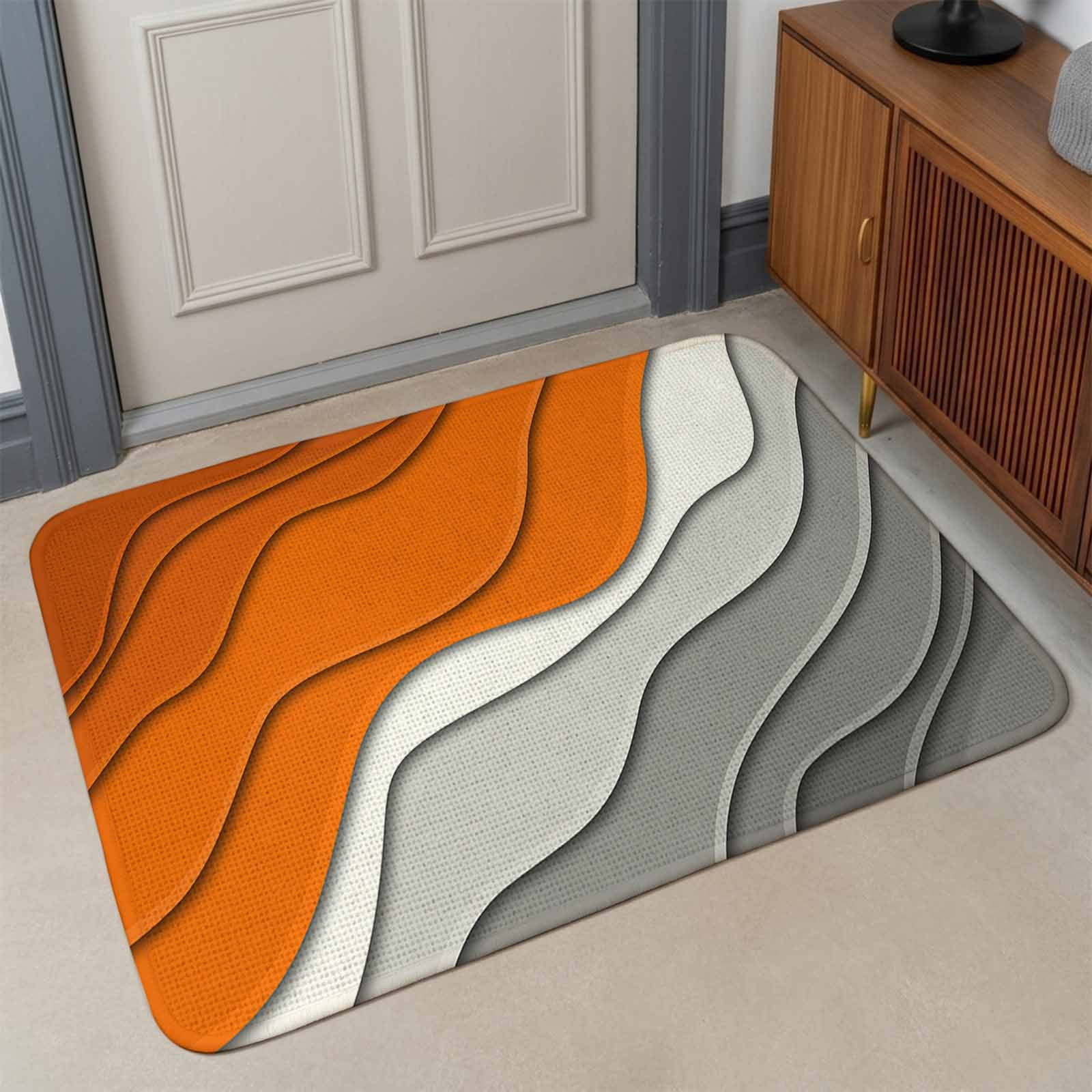 Abstract Beach Front Door Mat Indoor Entrance, Aesthetic Grey to Orange ...