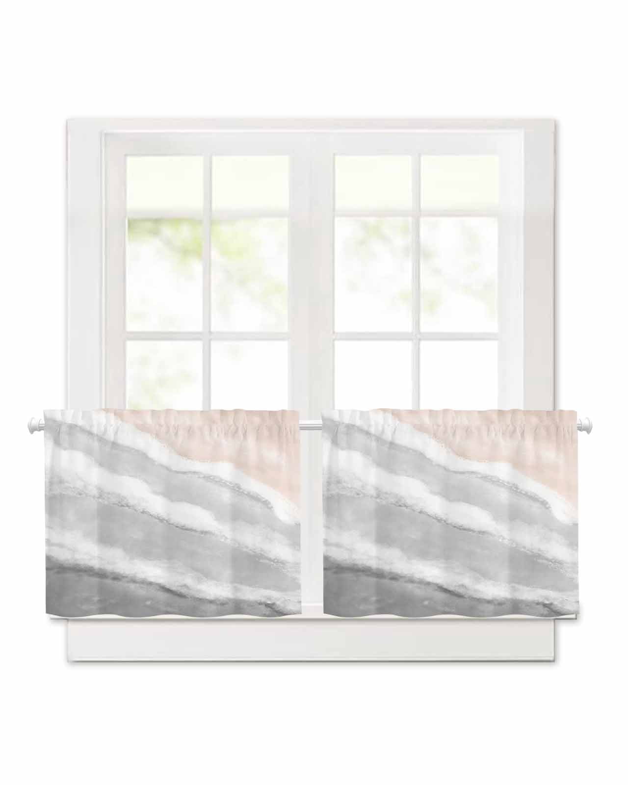 Abstract Beach Gradient Sea Wave Short Blackout Curtains 24 Inch Long ...