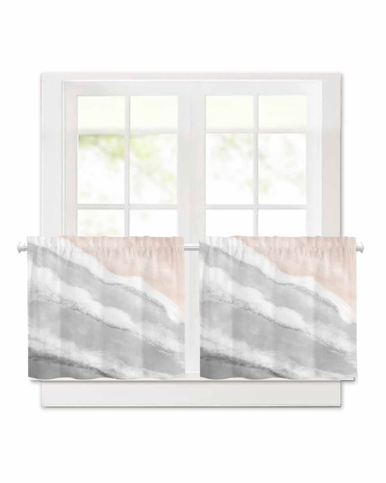 Abstract Beach Gradient Sea Wave Short Blackout Curtains 30 Inch Long ...