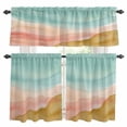 Abstract Beach Kitchen Curtains Set for Windows, Watercolor Teal Pink ...