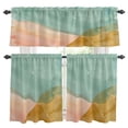 Abstract Beach Kitchen Curtains Set for Windows, Watercolor Teal Pink ...