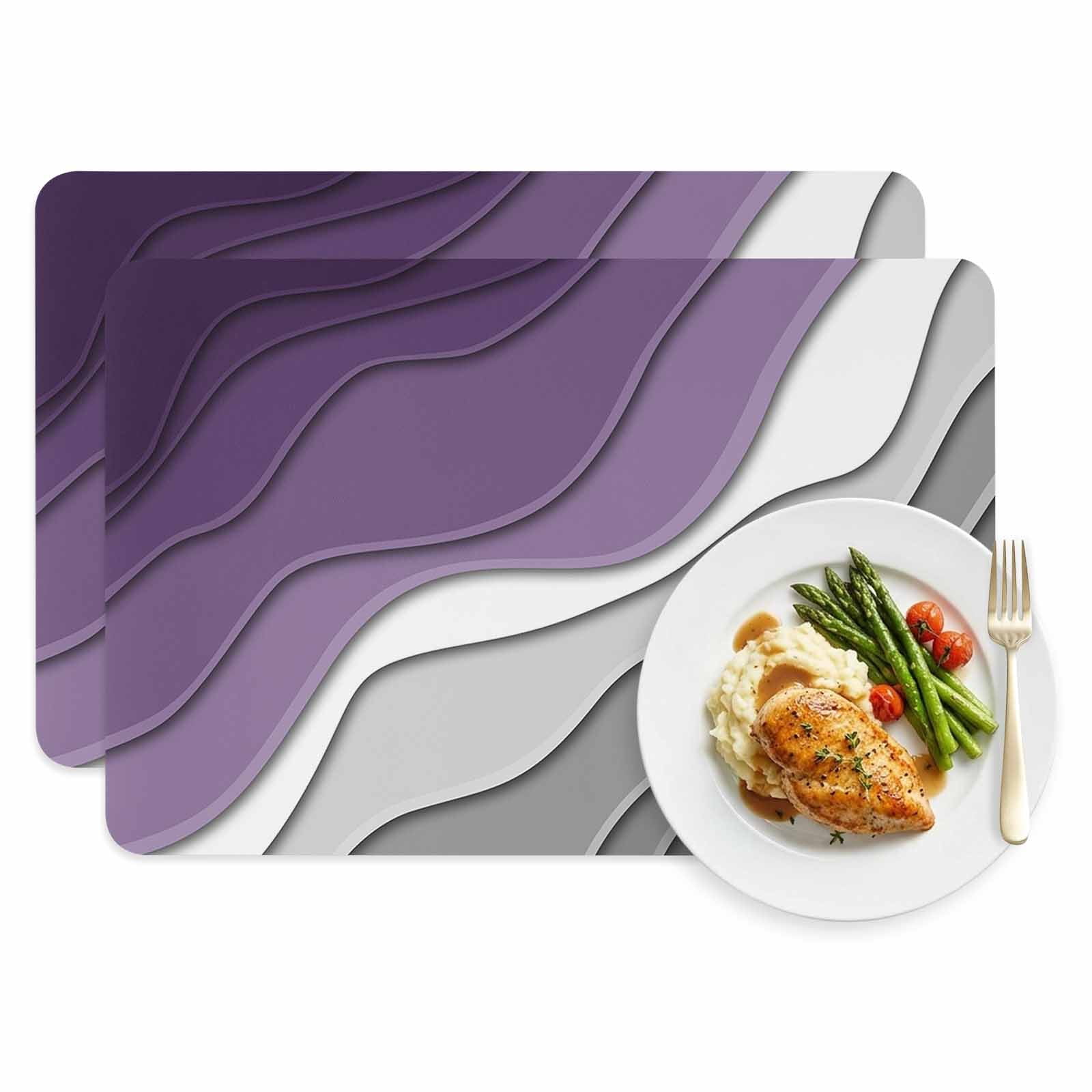 Abstract Beach Leather Placemats Set of 2, 12x18 Inch, Aesthetic Grey ...