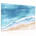 Abstract Beach Ocean Canvas Print Wall Art, Blue Waves Watercolor Wall ...
