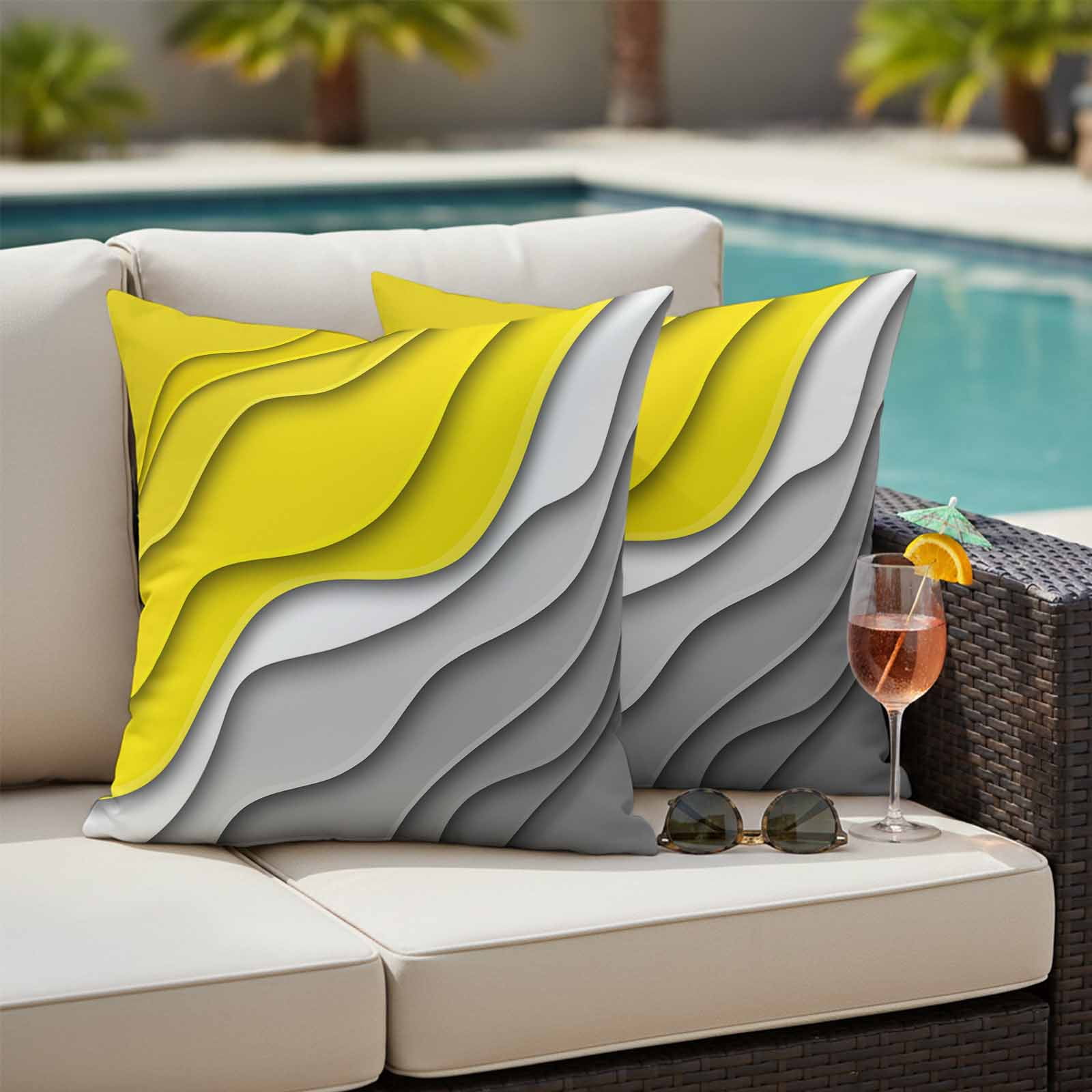 Abstract Beach Outdoor Throw Pillow Covers Set of 2, Aesthetic Grey to ...