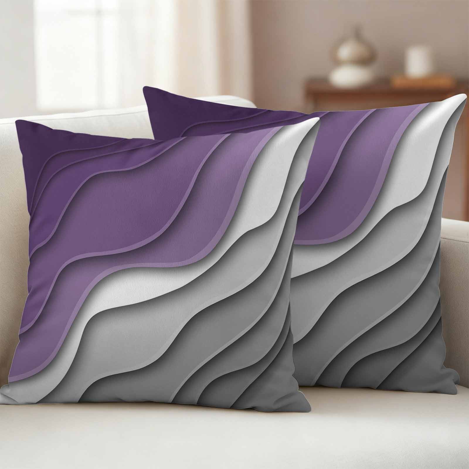 Abstract Beach Pillow Covers 2 Pack Aesthetic Grey to Purple Gradient ...