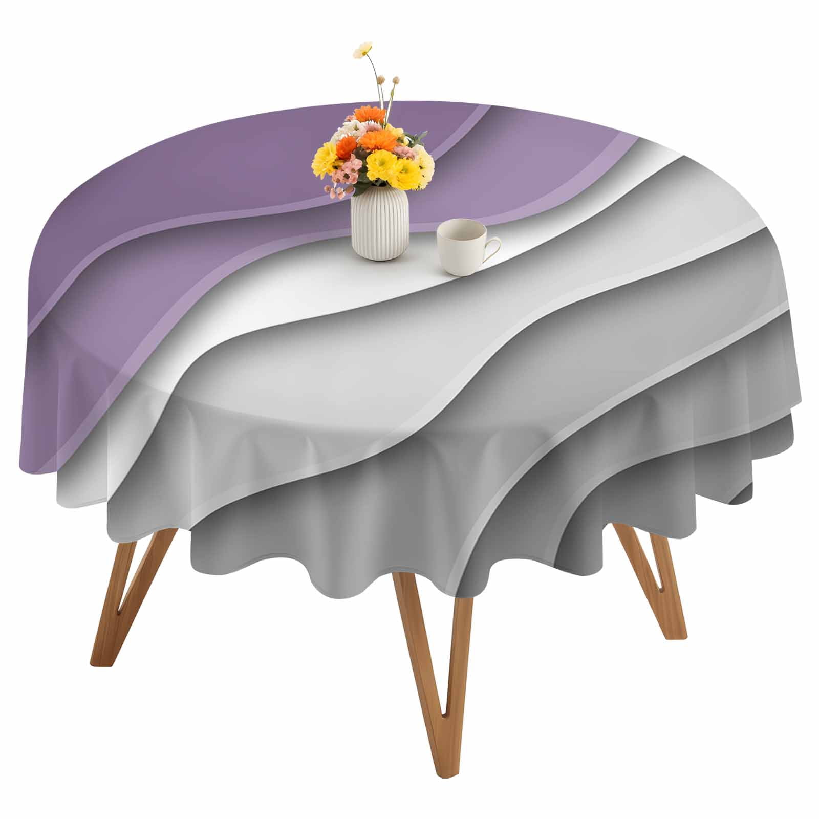 Abstract Beach Round Tablecloth 54 inches Aesthetic Grey to Purple ...