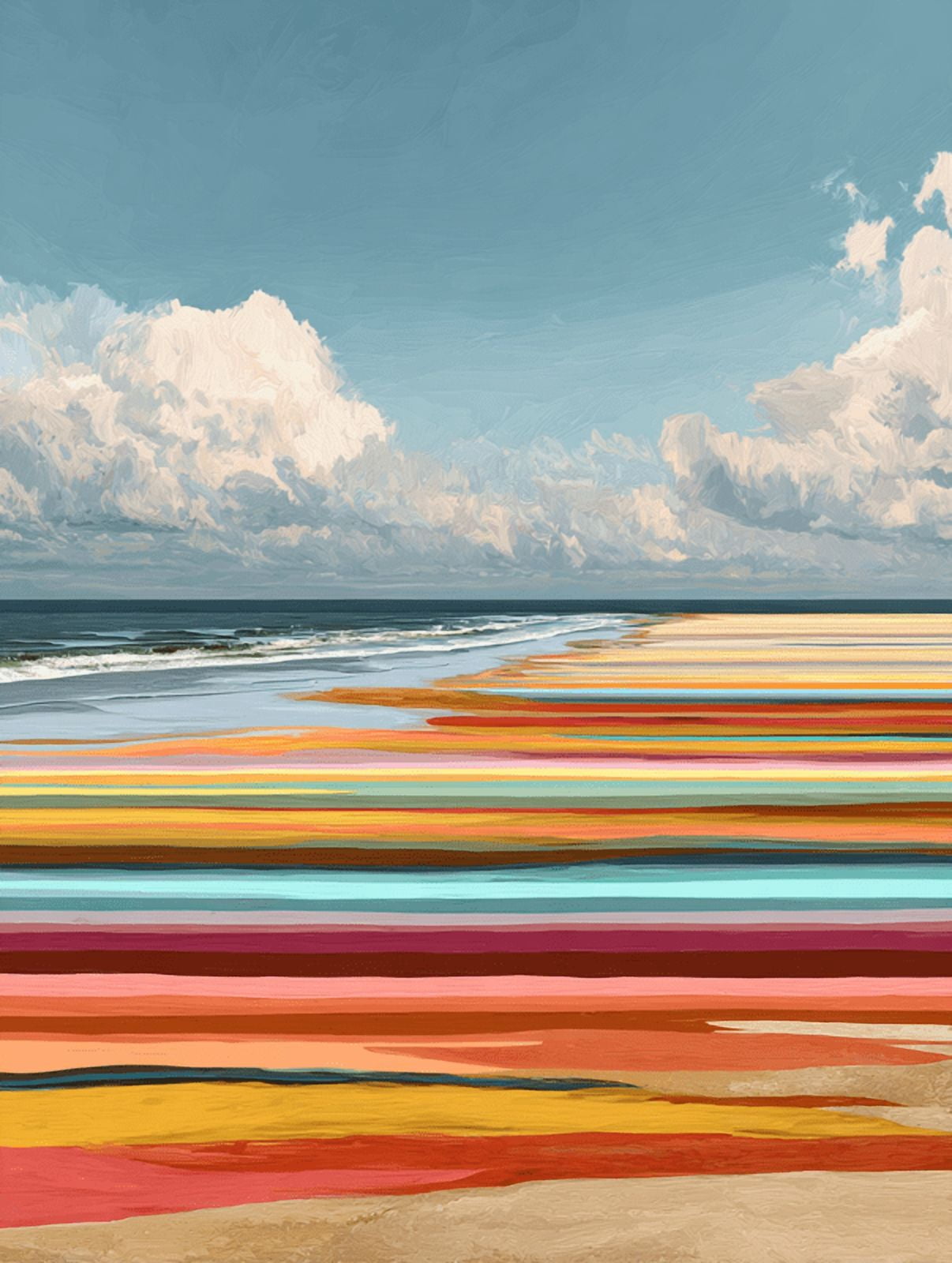 Abstract Beach Striped Landscape Canvas Print, Suitable for Living Room ...