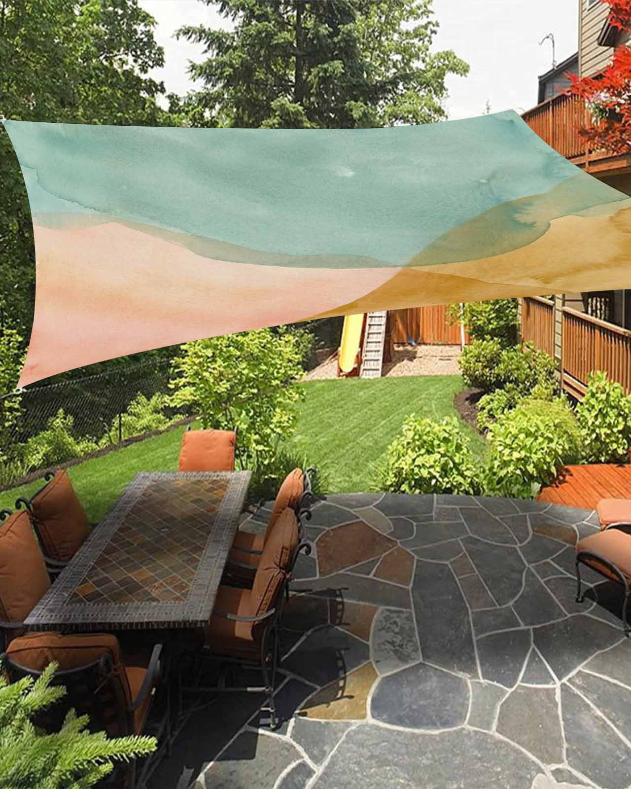 Abstract Beach Sun Shade Sail 8'X10' Watercolor Teal Pink Brown ...