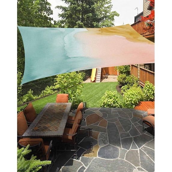 Abstract Beach Sun Shade Sail 8'X10' Watercolor Teal Pink Brown ...