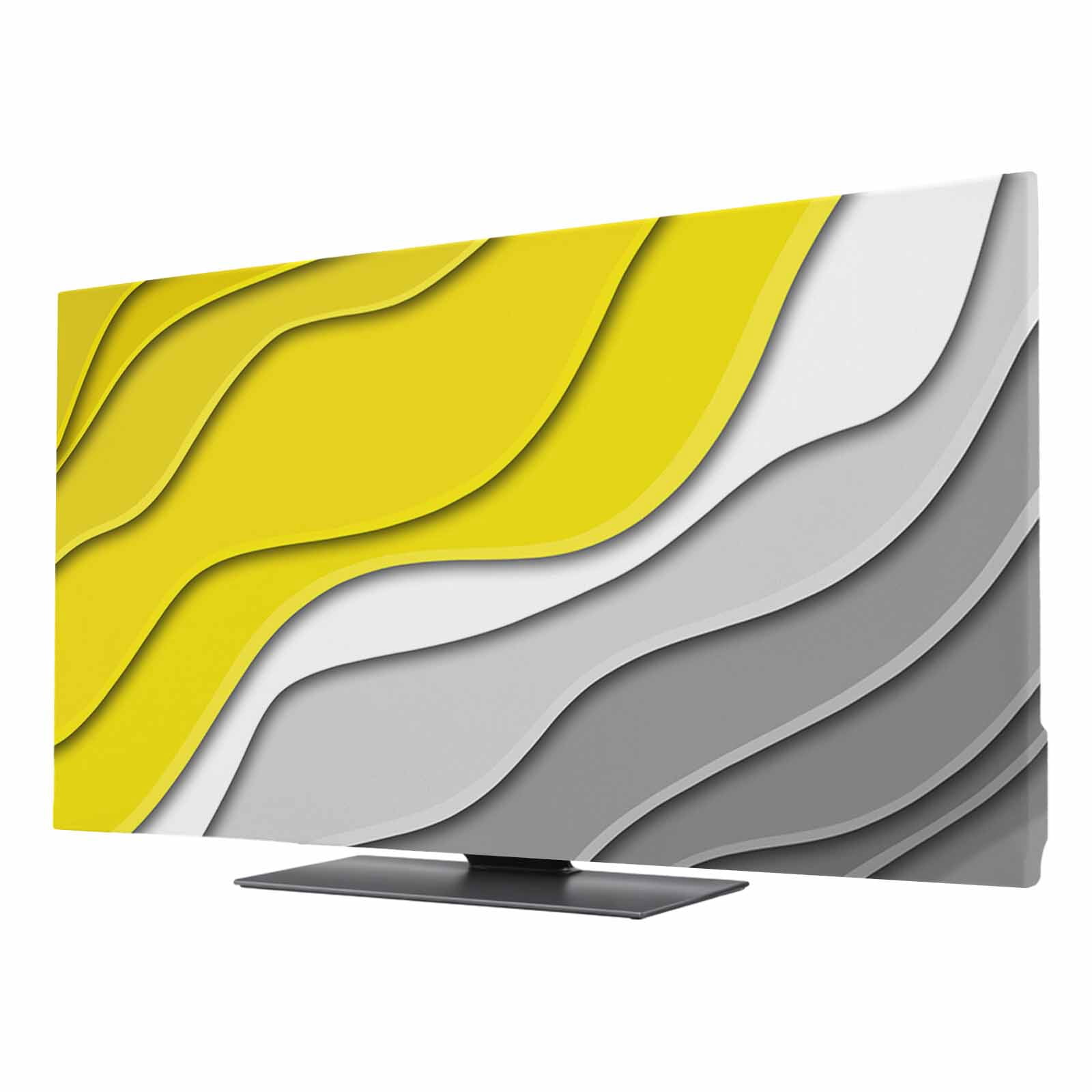 Abstract Beach TV Dust Cover 55 Inch, Aesthetic Grey to Yellow Gradient ...
