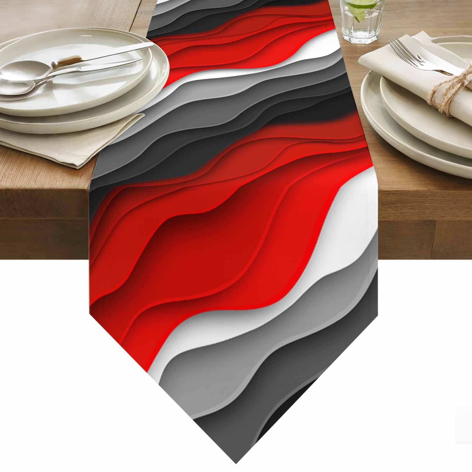 Abstract Beach Table Runner 120 Inches Long Aesthetic Grey to Red ...