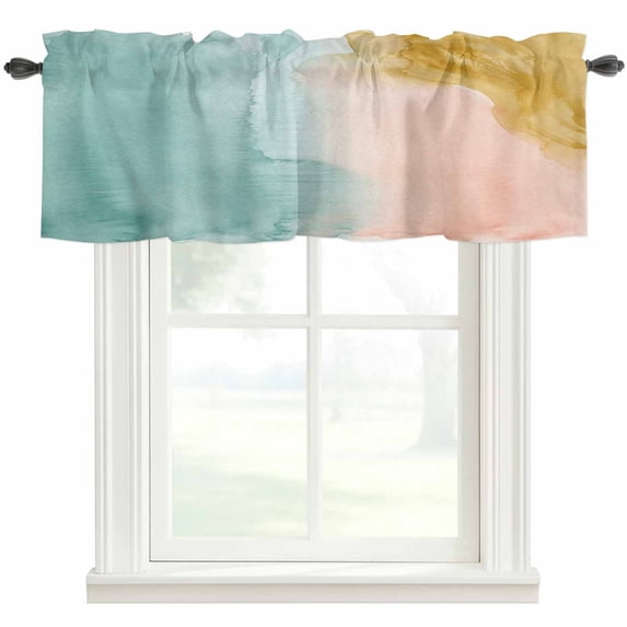 Abstract Beach Valances for Windows Watercolor Teal Pink Brown Gradient ...