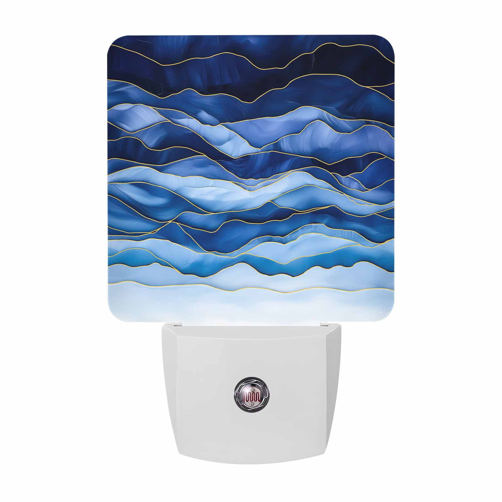 Abstract Beach Wace Plug-in LED Night Lights Geometric Blue Auto Dusk ...