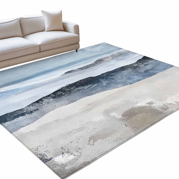 Abstract Beach Wave Art Area Rugs 3x5ft Seaside Blue Oil Painting Style ...