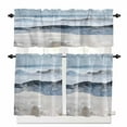 Abstract Beach Wave Art Kitchen Curtains Valance and Tier Set Seaside ...