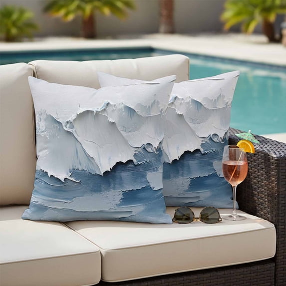 Abstract Beach Wave Art Outdoor Waterproof Throw Pillow Covers Set of 2 ...