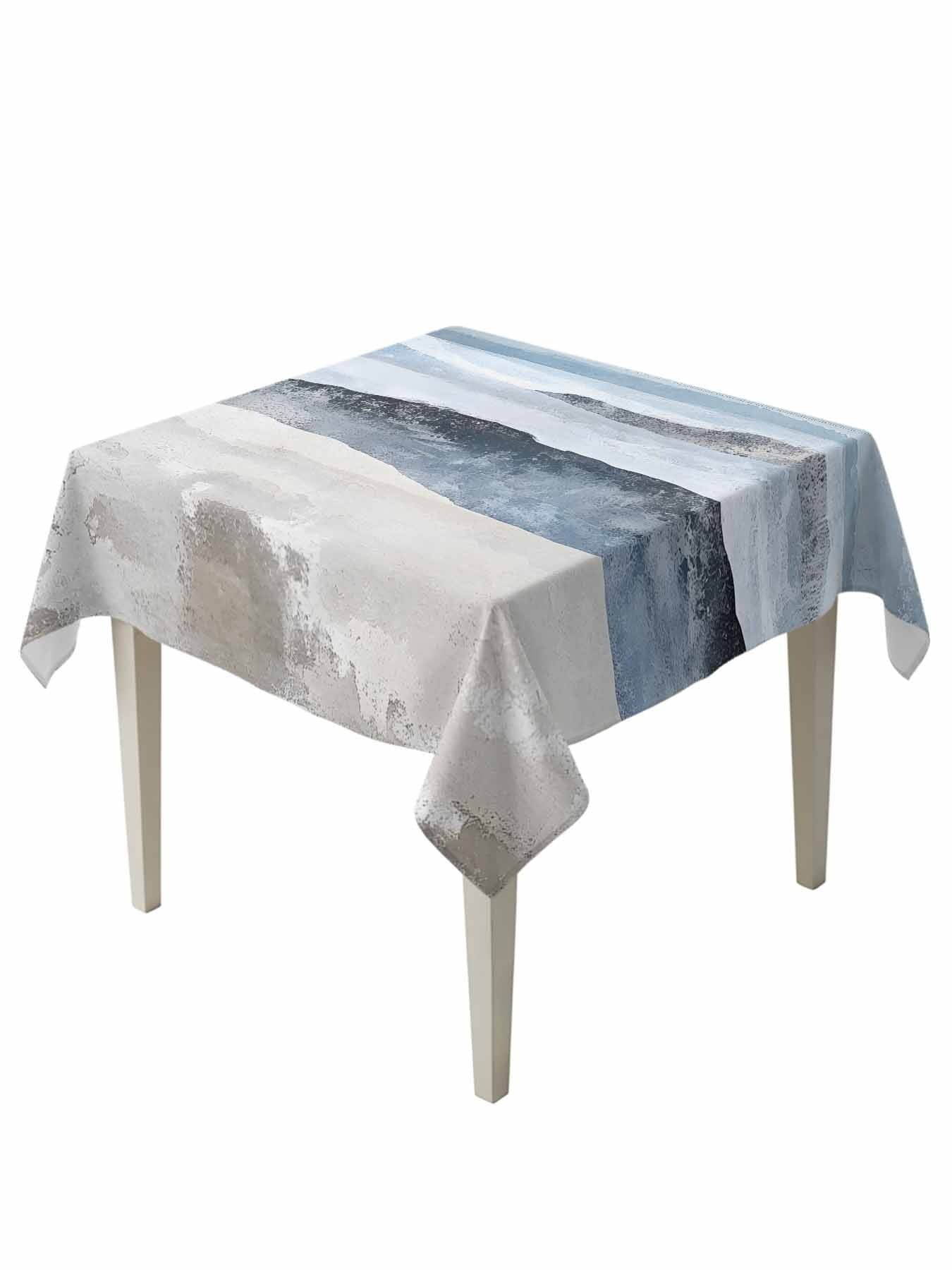 Abstract Beach Wave Art Table Cloth 54x54 Inch Square, Seaside Blue Oil ...