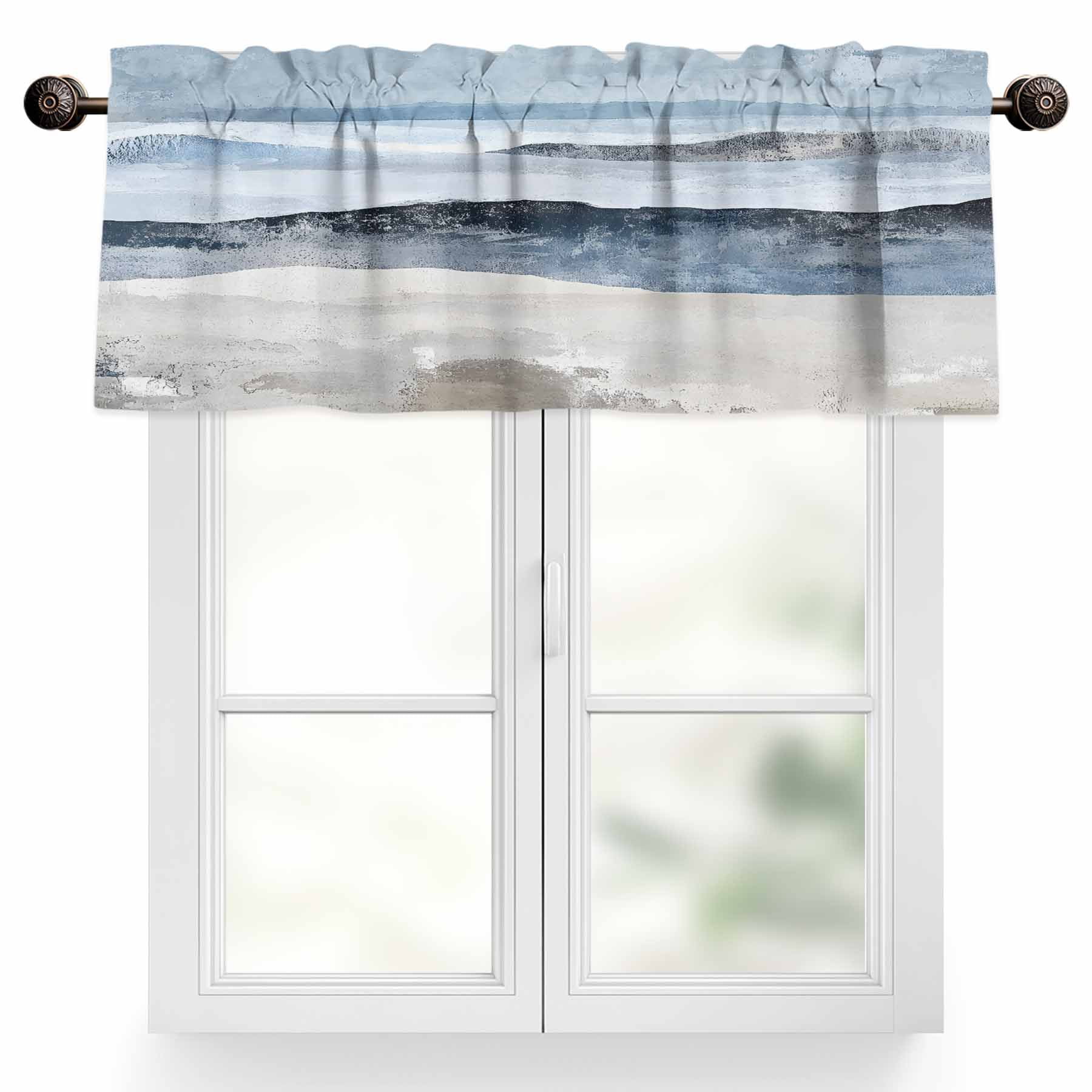 Abstract Beach Wave Art Valances for Windows, 42 x 18in, Seaside Blue ...