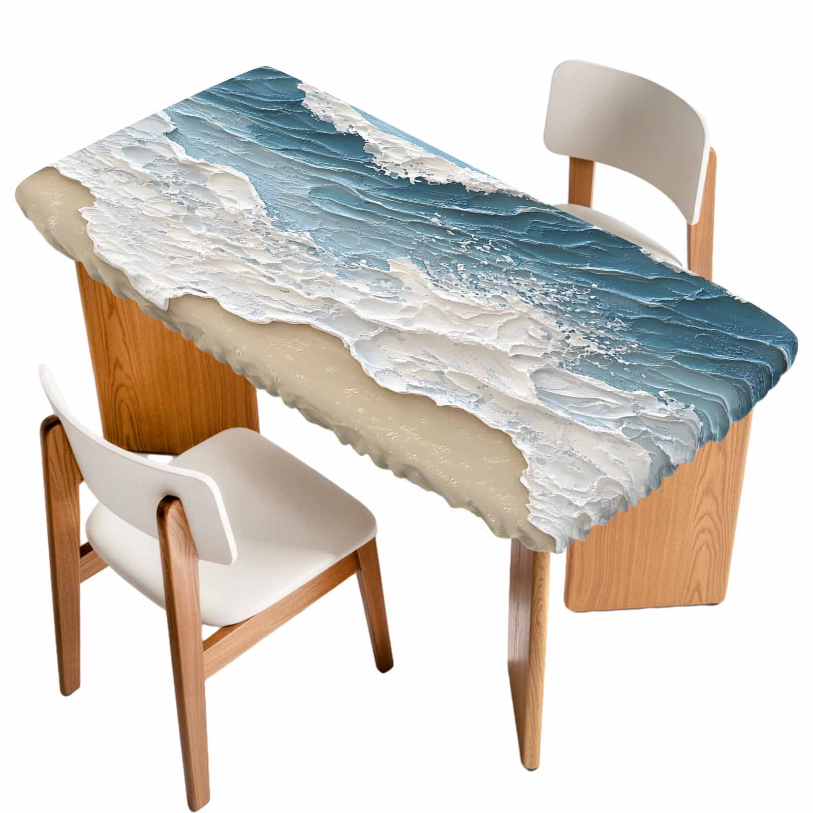 Abstract Beach Wave Fitted Rectangle Tablecloth 30" x 60" Blue ...