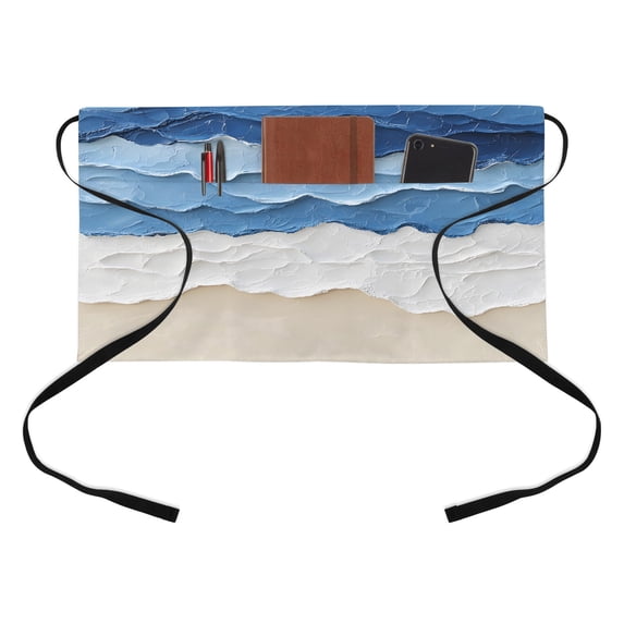 Abstract Beach Wave Kitchen Restaurant Half Waist Apron, Watercolor ...