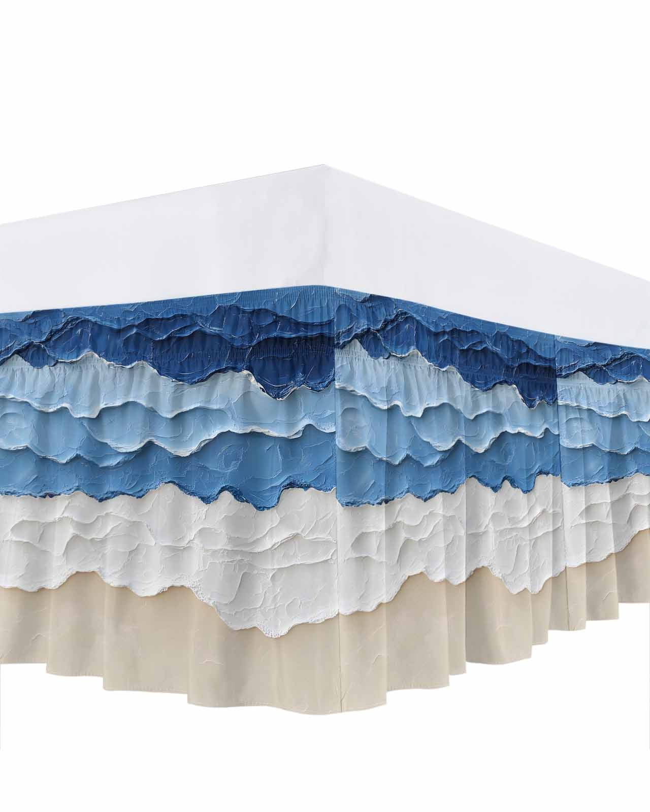 Abstract Beach Wave Ruffle Bed Skirt California King Size Watercolor ...