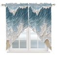 Abstract Beach Wave Swag Curtain Valance for Window 2 Panels Blue ...