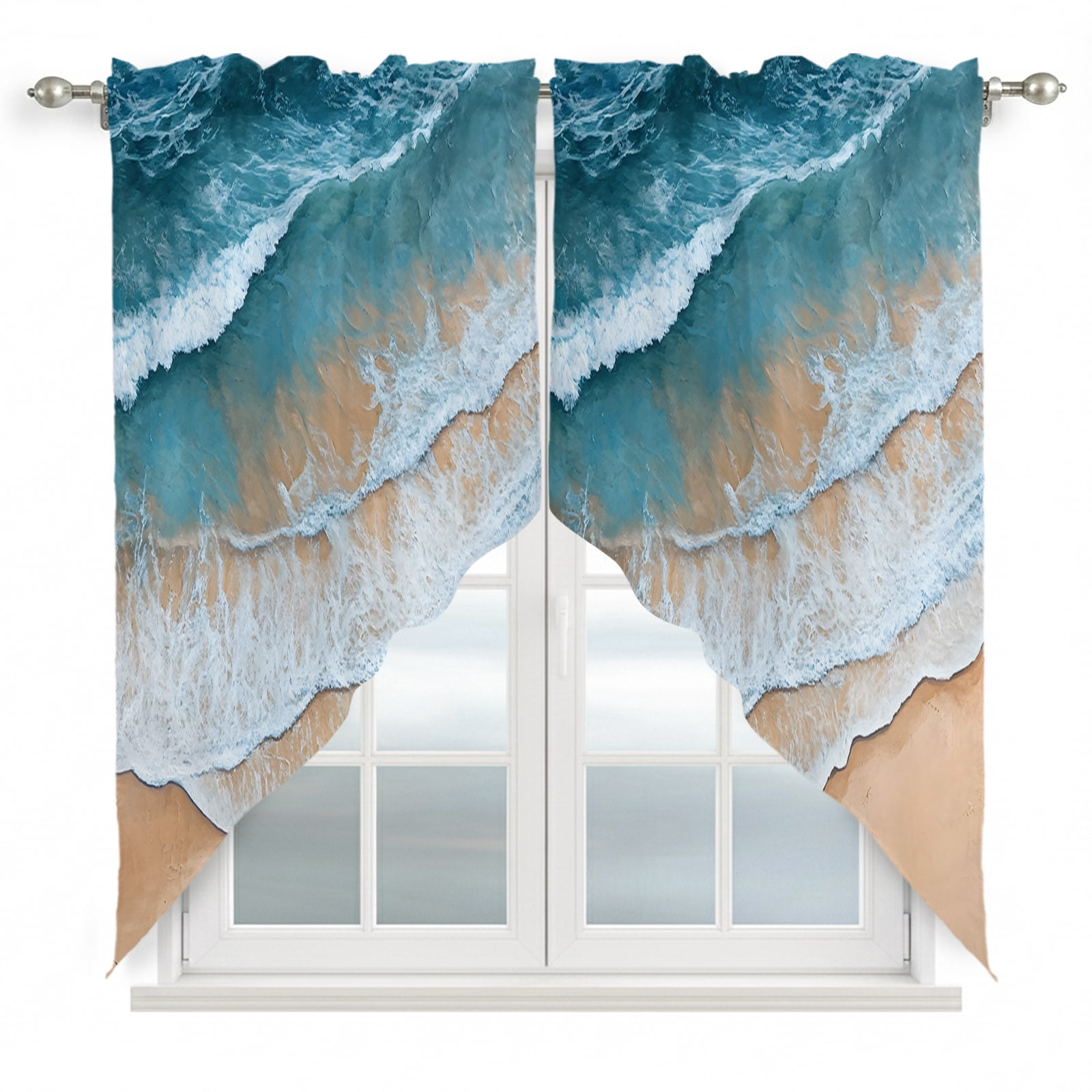 Abstract Beach Wave Swag Valances for Windows 36 inches Long ...