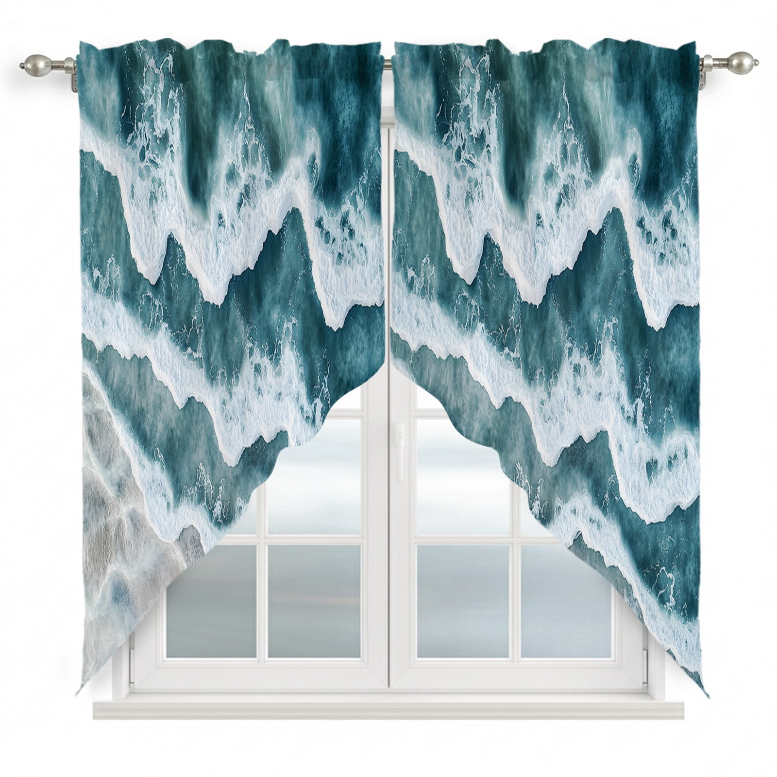 Abstract Beach Wave Swag Valances for Windows 45 inches Long ...