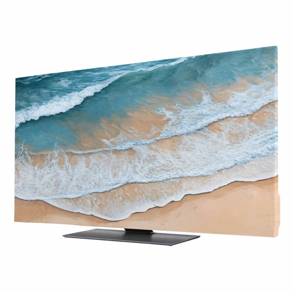 Abstract Beach Wave TV Dust Cover 40 Inch, Watercolor Blue Ocean Sand ...