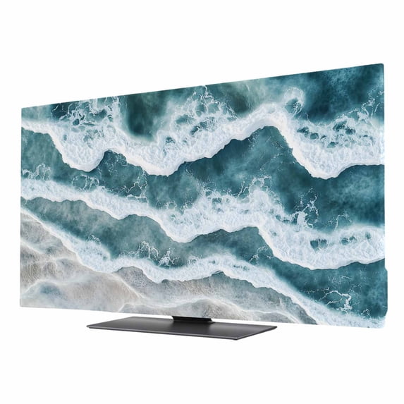 Abstract Beach Wave TV Dust Cover 55 Inch, Watercolor Blue Ocean ...