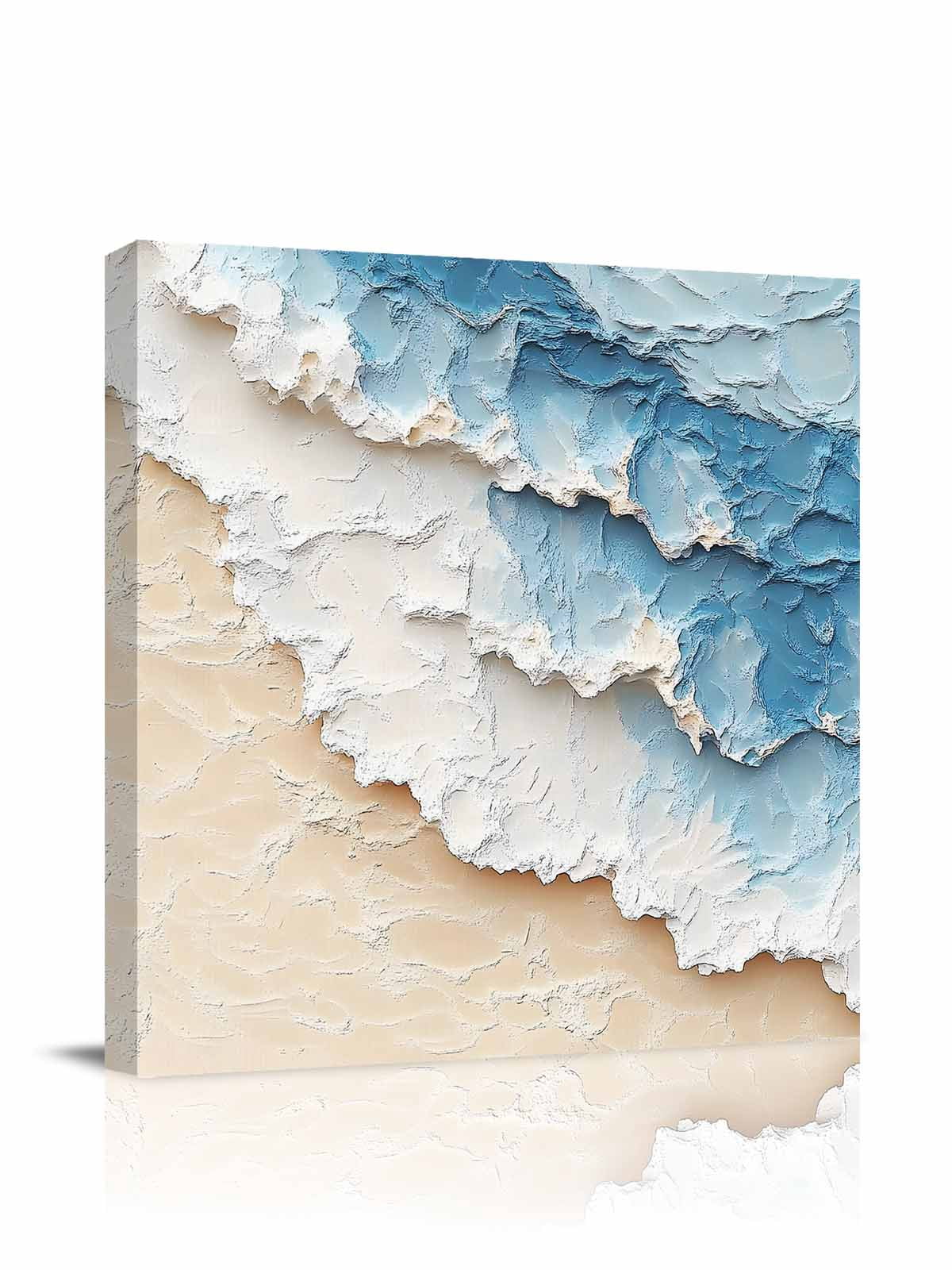 Abstract Beach Waves Canvas Wall Art, Watercolor Blue Ocean Decor ...
