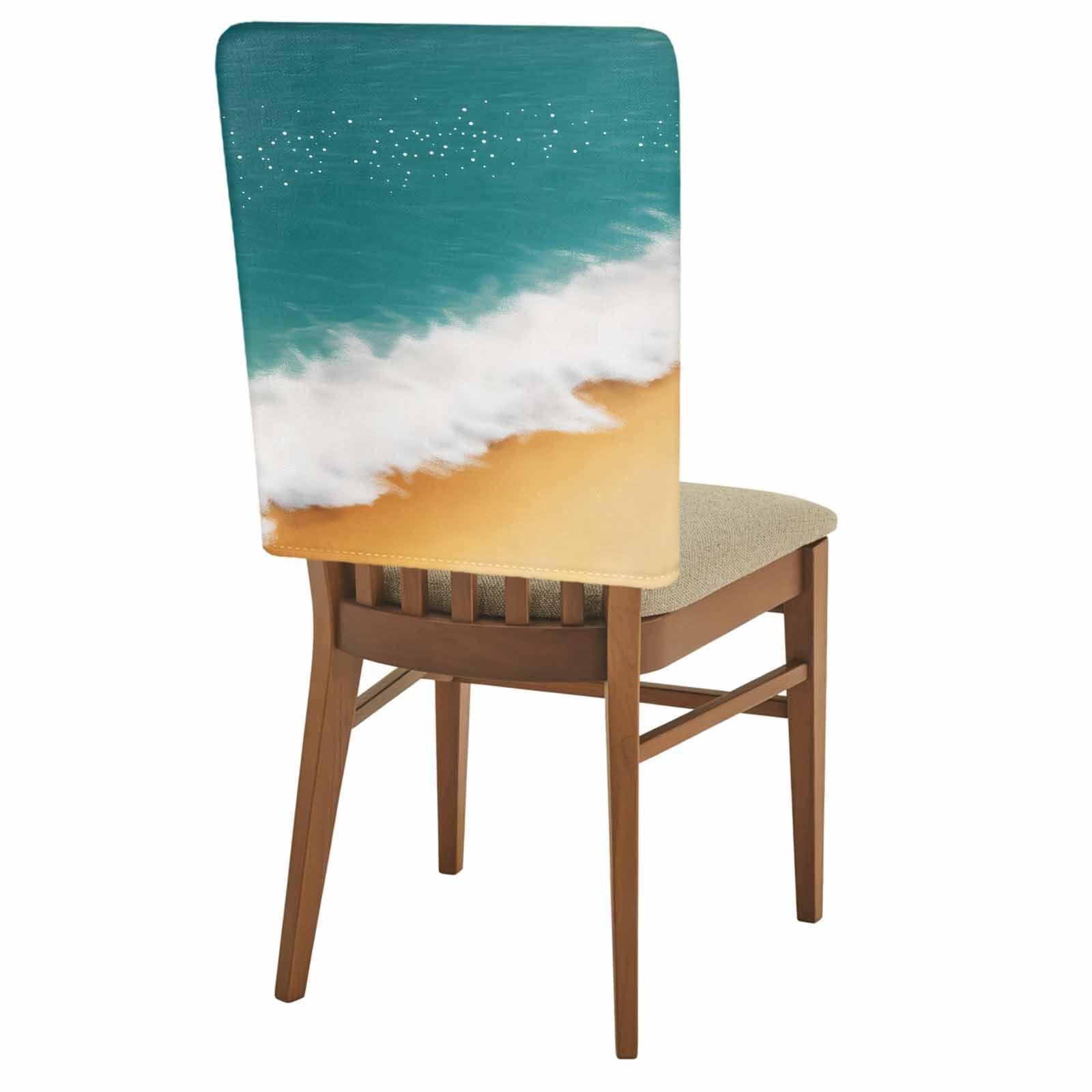 Abstract Beach Waves Chair Back Covers Set of 6, Blue Yellow Sand ...