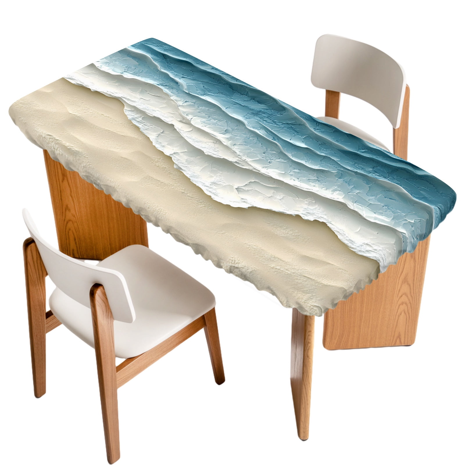 Abstract Beach Waves Fitted Rectangle Tablecloth 30" x 60" Watercolor ...