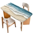 Abstract Beach Waves Fitted Rectangle Tablecloth 30" x 60" Watercolor ...
