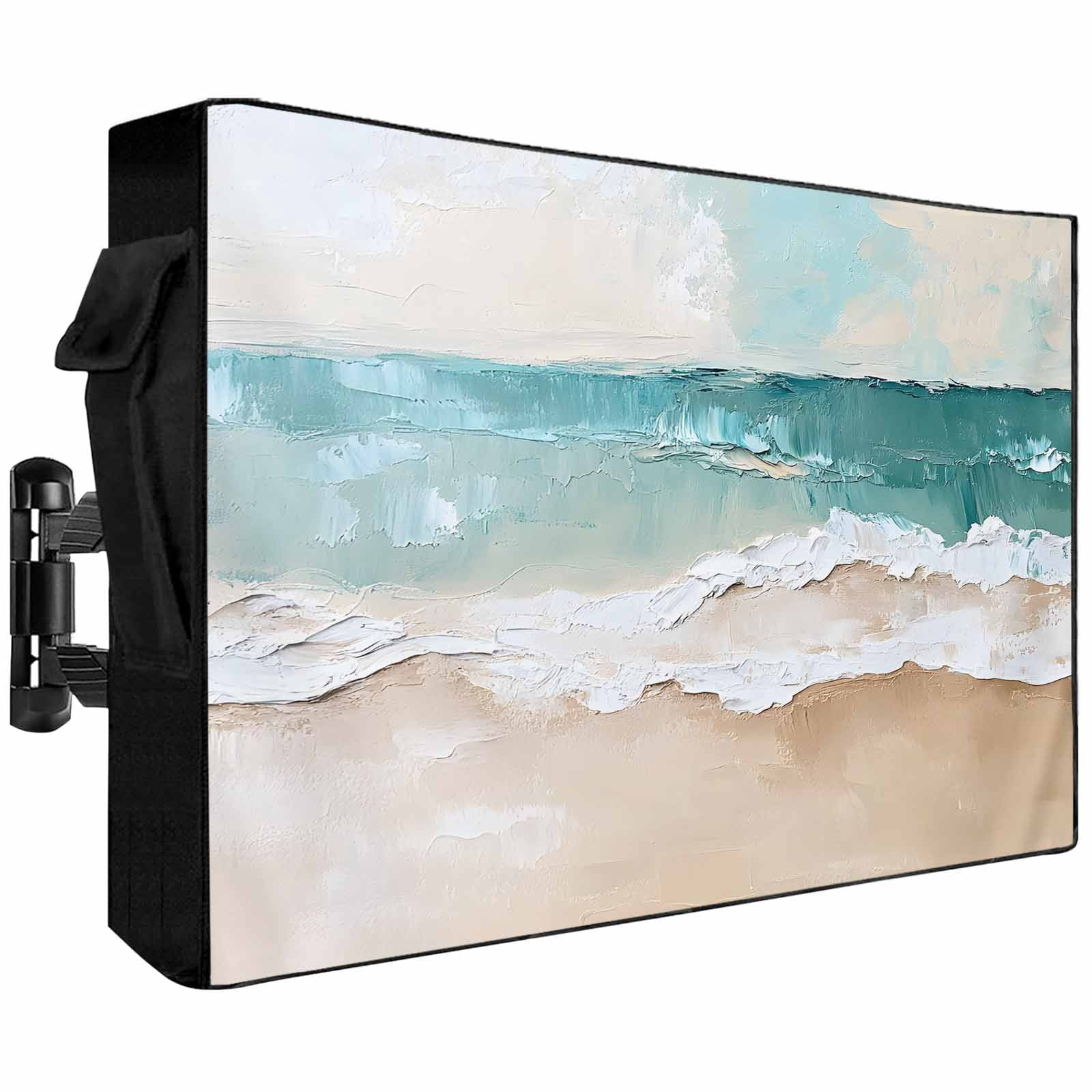 Abstract Beach Waves Outdoor TV Cover 52 to 55 inch Retro Blue Ocean ...