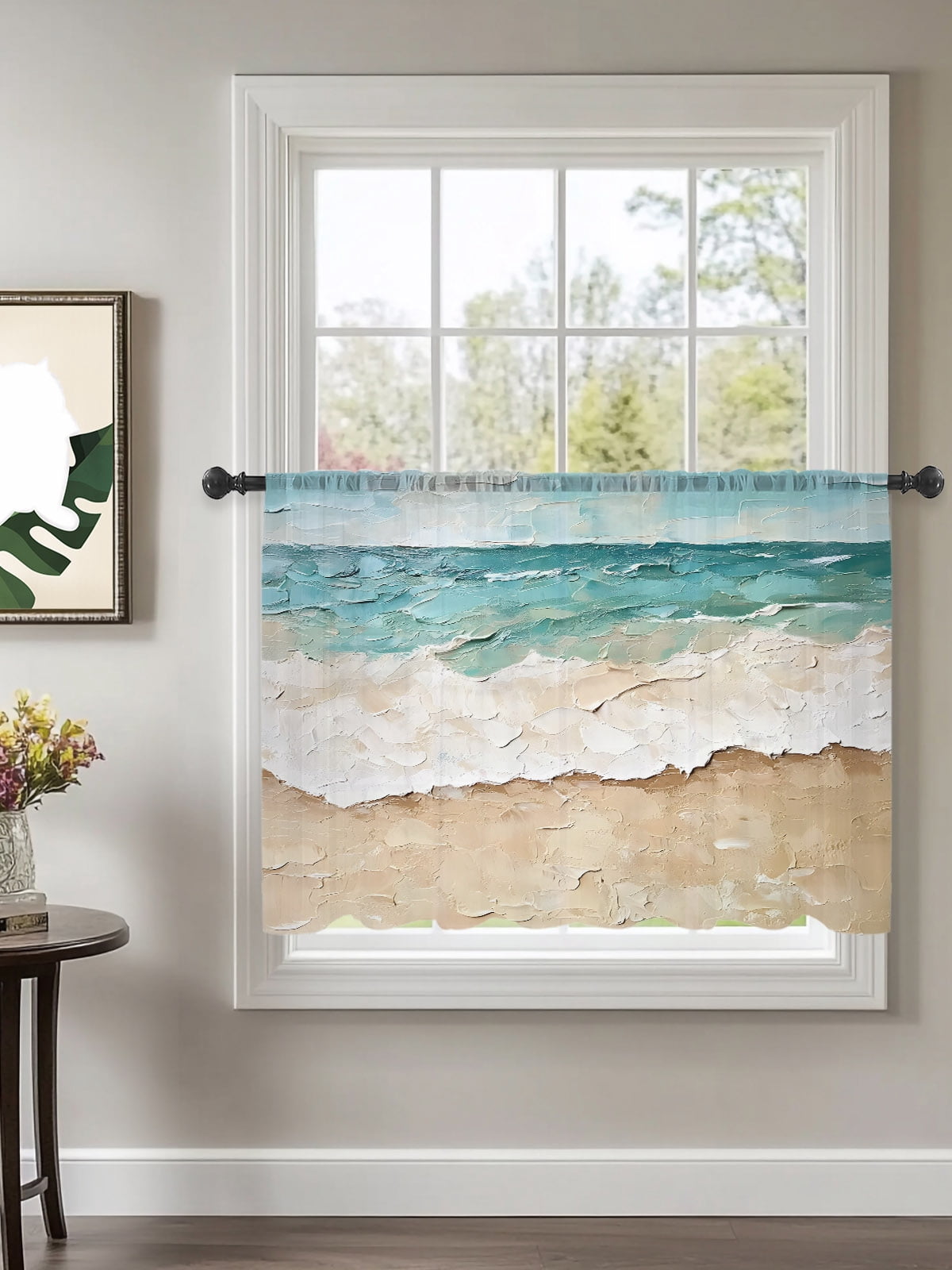 Abstract Beach Waves Sheer Curtains 54 Inch Long 1 Panel Retro ...