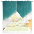Abstract Beach Waves Sheer Curtains Swag Valances for Windows Blue ...