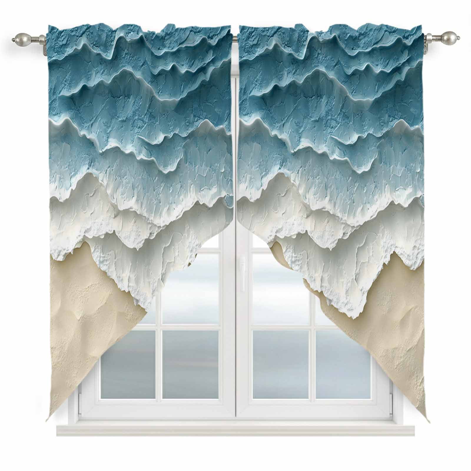 Abstract Beach Waves Swag Valances for Windows 63 inches Long ...