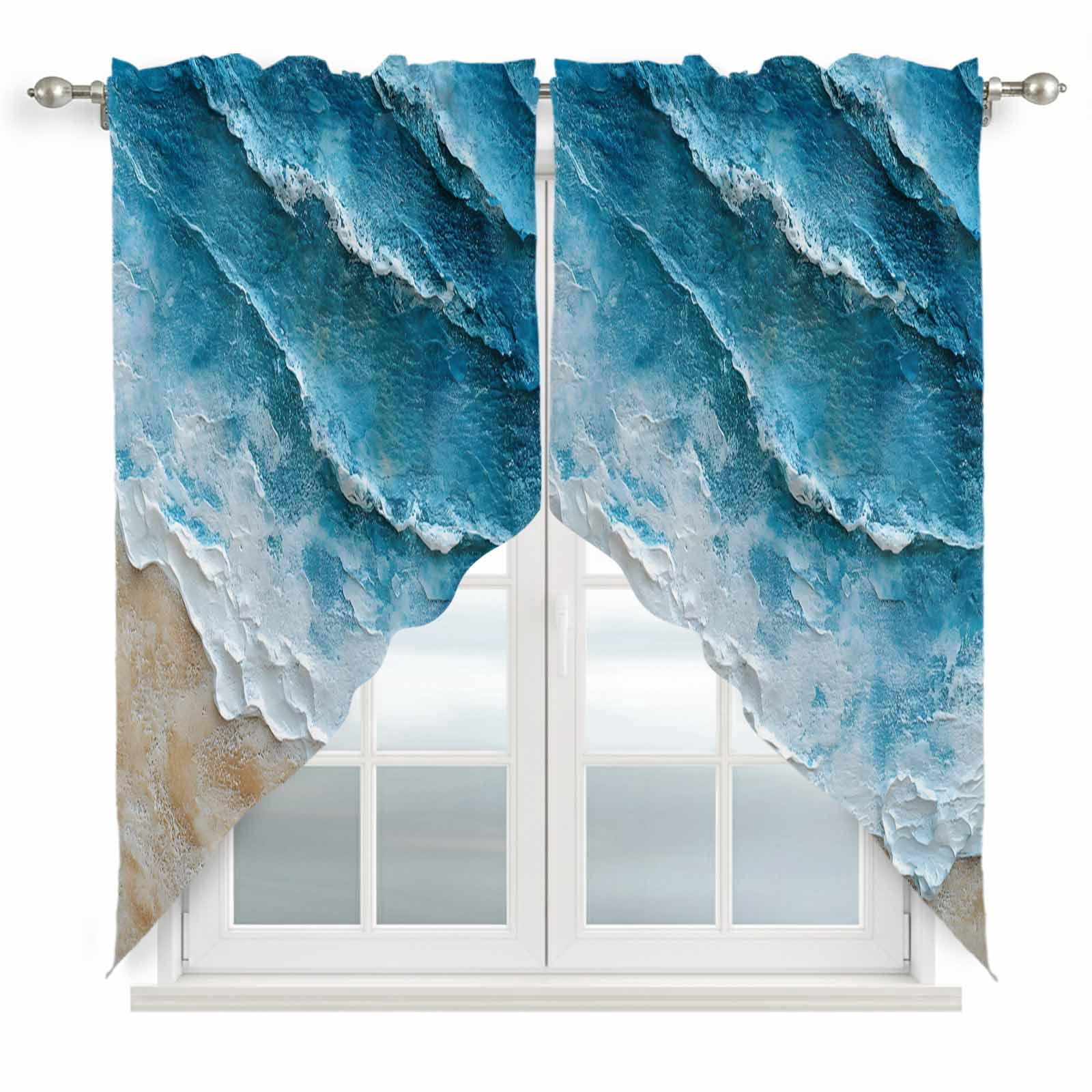 Abstract Beach Waves Swag Valances for Windows 63 inches Long ...