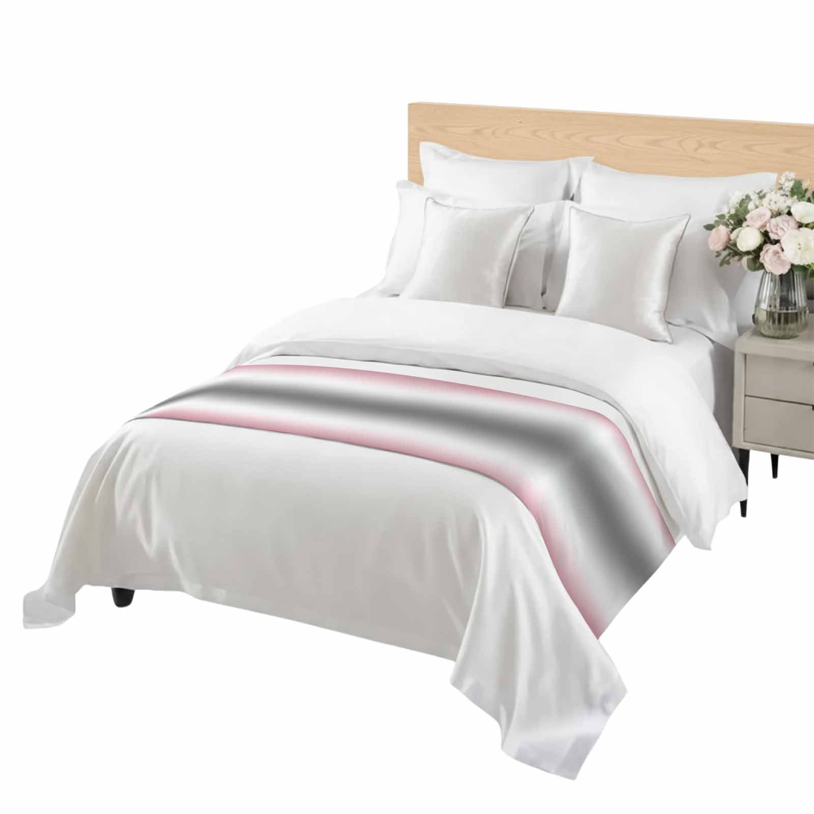 Abstract Bed Runner Cal King Size Gray Pink Gradient Ombre Soft Bed ...