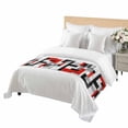 Abstract Bed Runner King Size Medieval Red Black Geometrical Art Soft ...