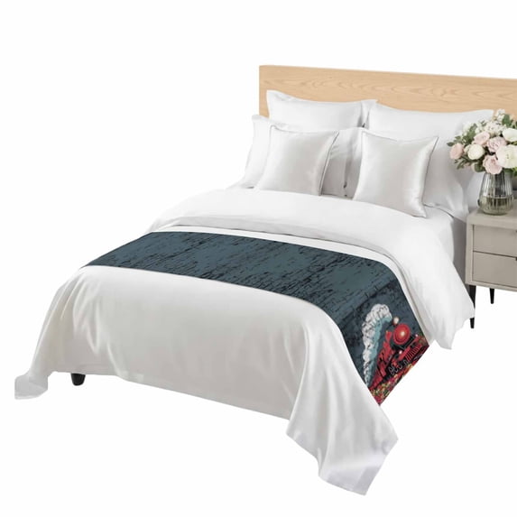 Abstract Bed Runner Queen Size Red Trains Flower Tunnels Distressed ...