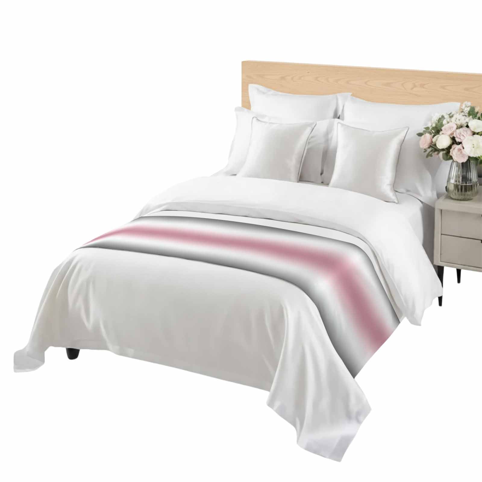 Abstract Bed Runner Twin Size Dark Gray Pink Gradient Ombre Soft Bed ...