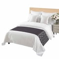 Abstract Bed Runner Twin Size Retro Watercolor Dark Gray Pesley Floral ...
