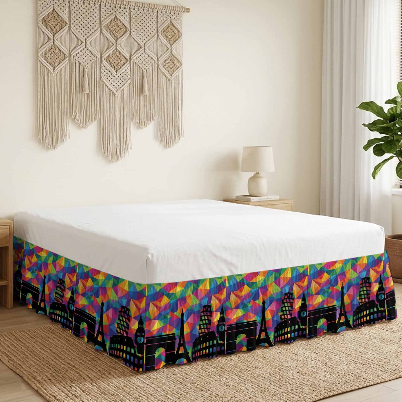 Abstract Bed Skirt Bed Skirts Queen Size 18 Inch Drop, Colorful ...