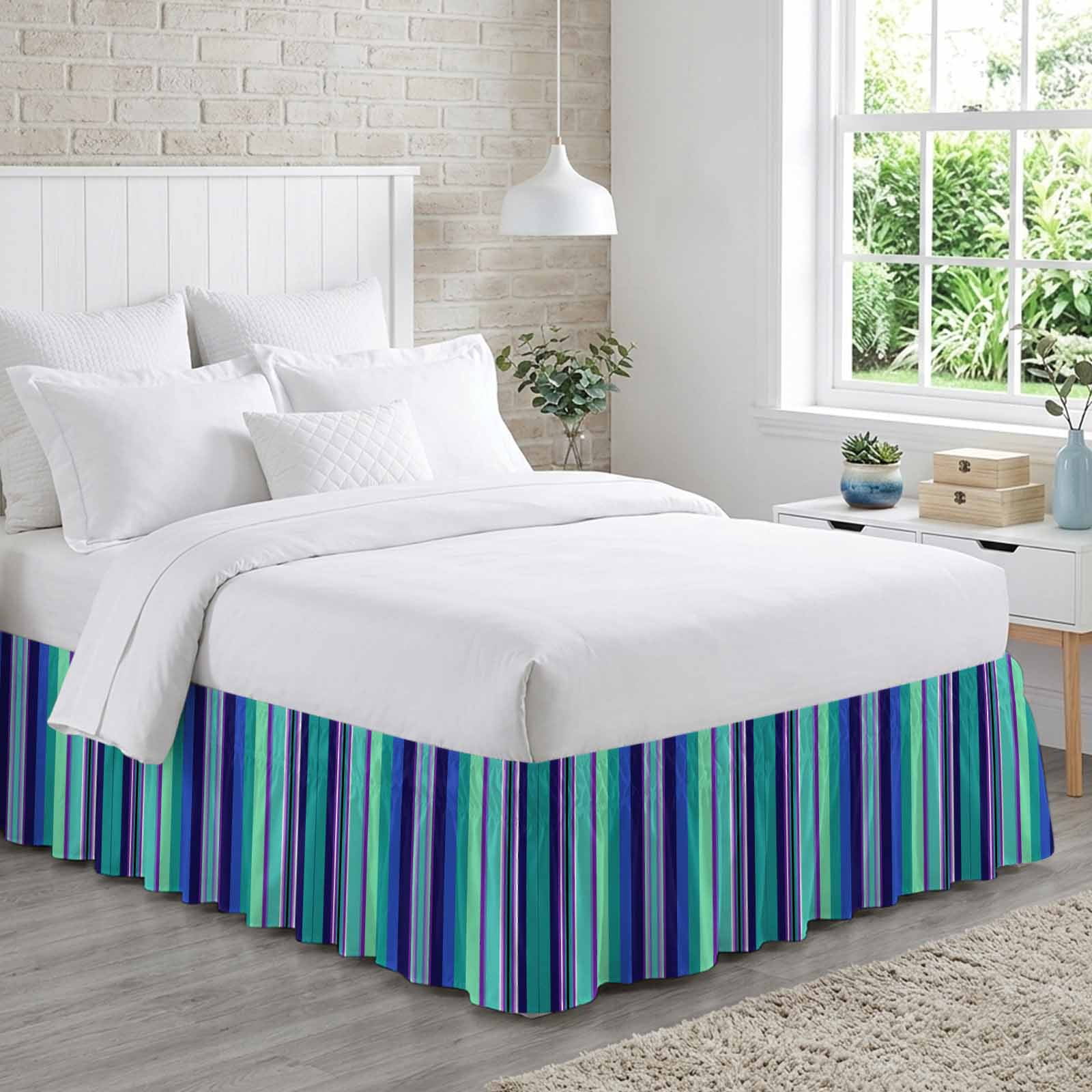 Abstract Bed Skirt California King Size 16 Inch Drop, Colorful Mexican ...