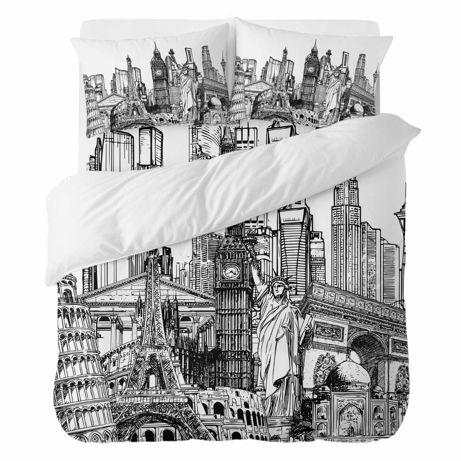 Abstract Bedding Duvet Cover Set King Size 4 Pieces, Black and White ...