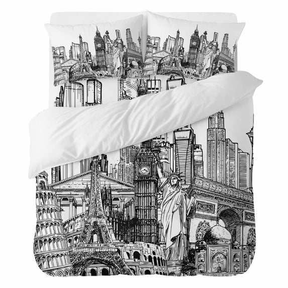 Abstract Bedding Duvet Cover Set King Size 4 Pieces, Black and White ...