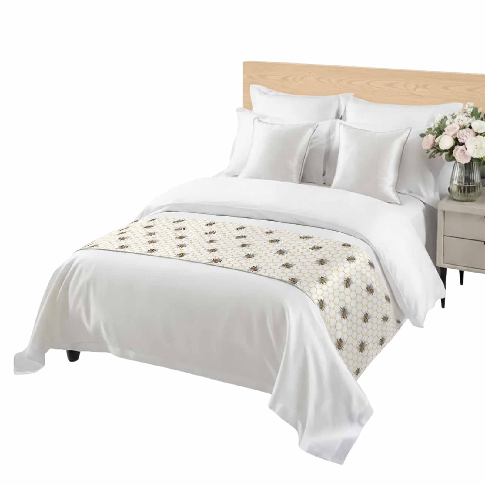 Abstract Bee Bed Runner Twin Size Hive Lines Spring Pastoral Country ...